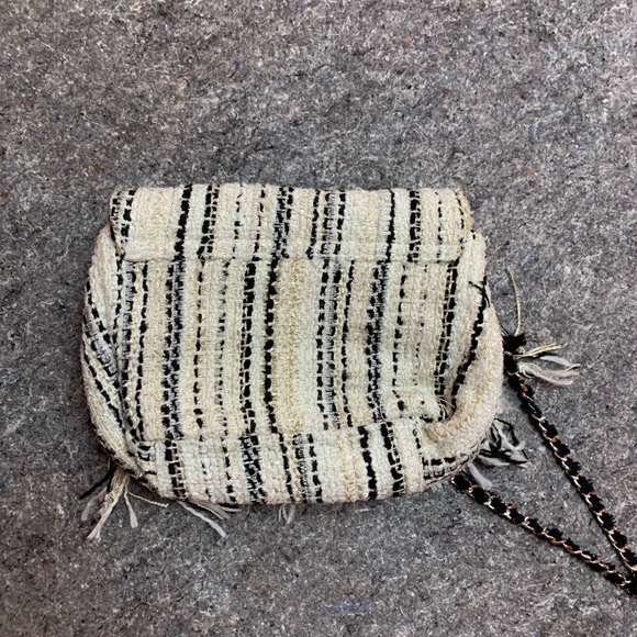 Zara | Bags | Zara Fringed Fabric Crossbody Bag White Black | Poshmark